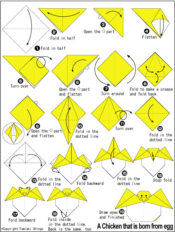 Origami A Chicken that is born from egg